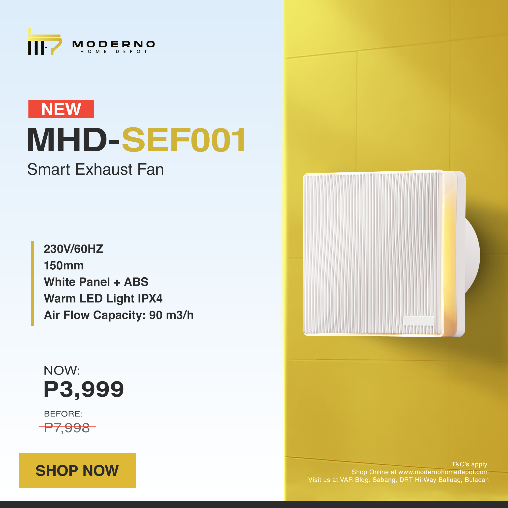 MHD - SEF001 (Smart Bathroom Exhaust Fan) – Moderno Home Depot